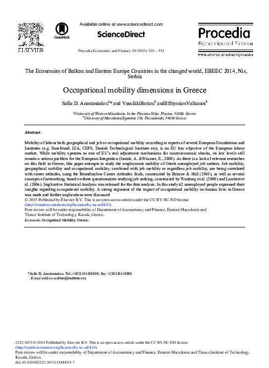 (PDF) Occupational Mobility Dimensions in Greece