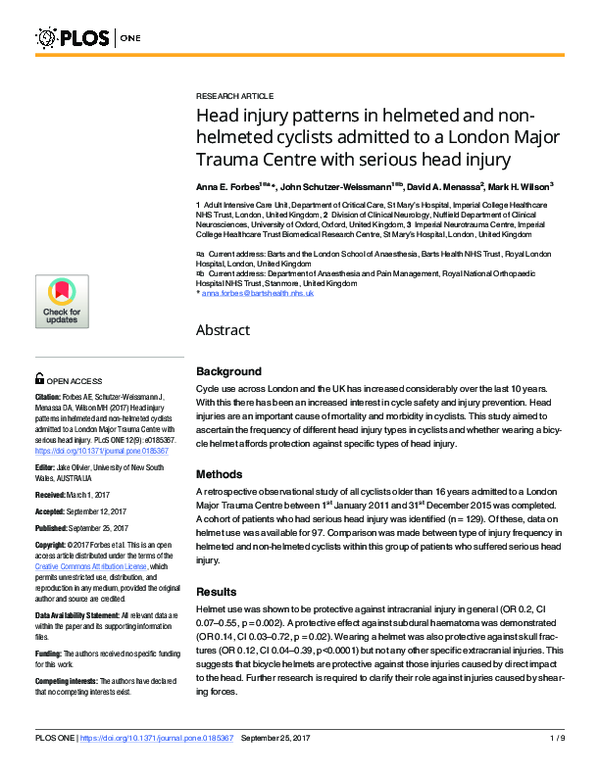 (PDF) Head injury patterns in helmeted and non-helmeted cyclists ...