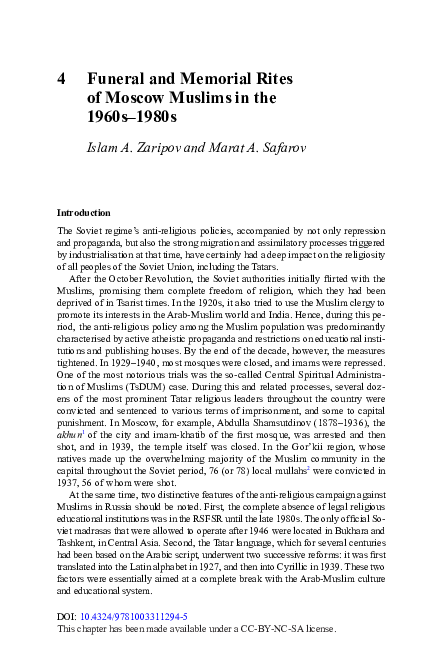 (PDF) Funeral and Memorial Rites of Moscow Muslims in the 1960s–1980s