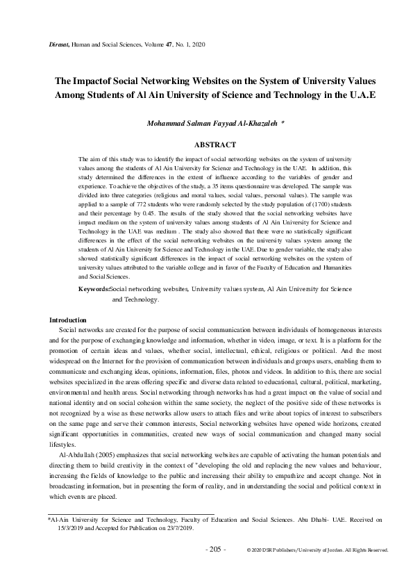 (PDF) The Impact Of Social Networking Websites On The System Of ...