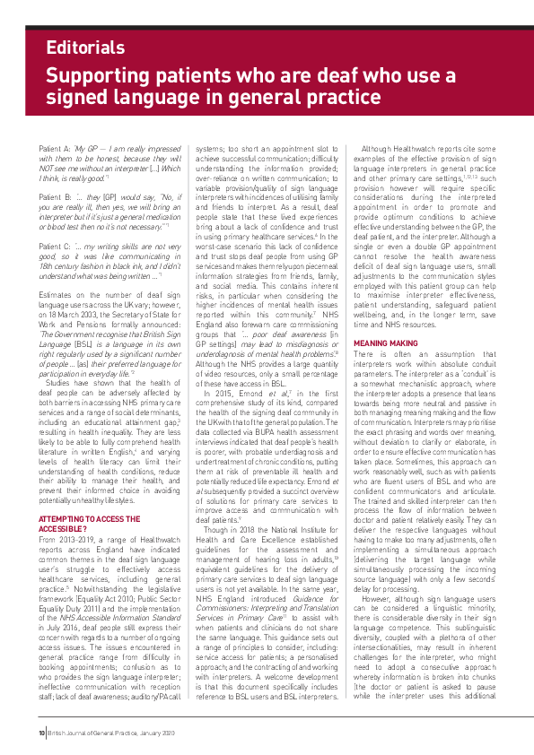 (PDF) Supporting patients who are deaf who use a signed language in ...