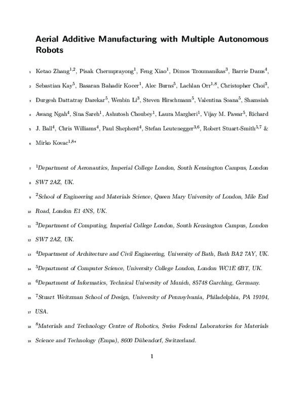 (PDF) Aerial additive manufacturing with multiple autonomous robots