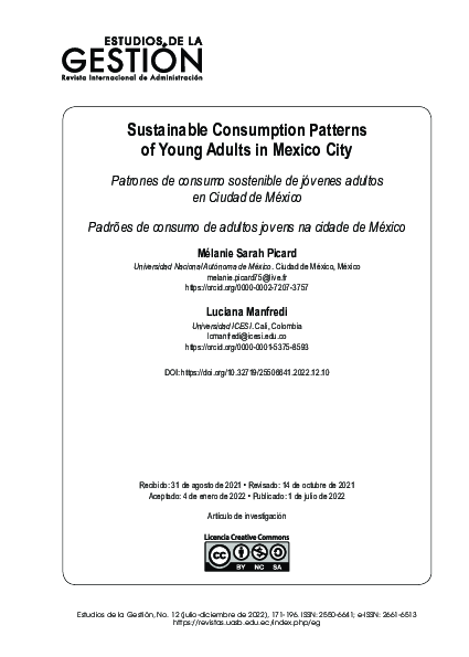 Pdf Sustainable Consumption Patterns Of Young Adults In Mexico City