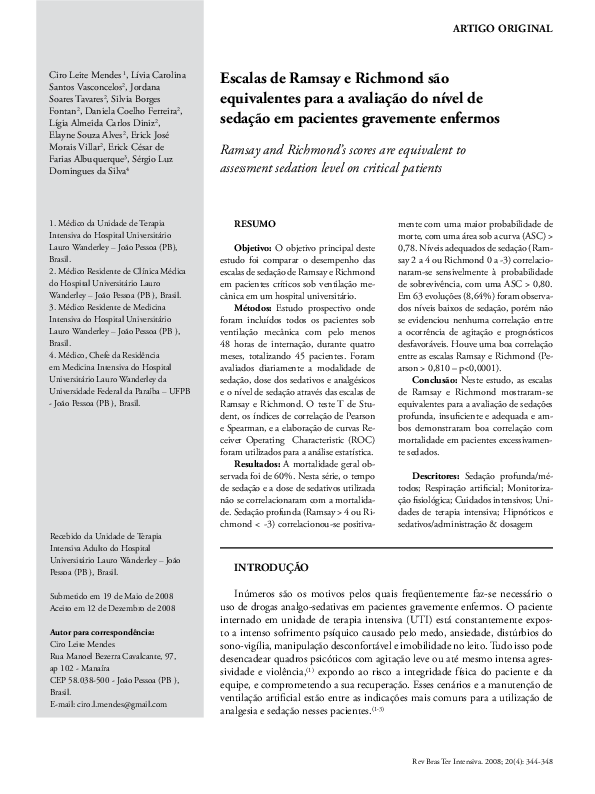 (PDF) Escalas de Ramsay e Richmond são equivalentes para a avaliação do ...