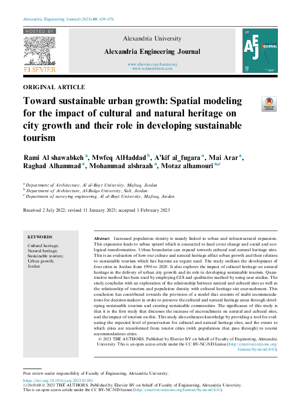 (PDF) Toward sustainable urban growth: Spatial modeling for the impact of cultural and natural ...
