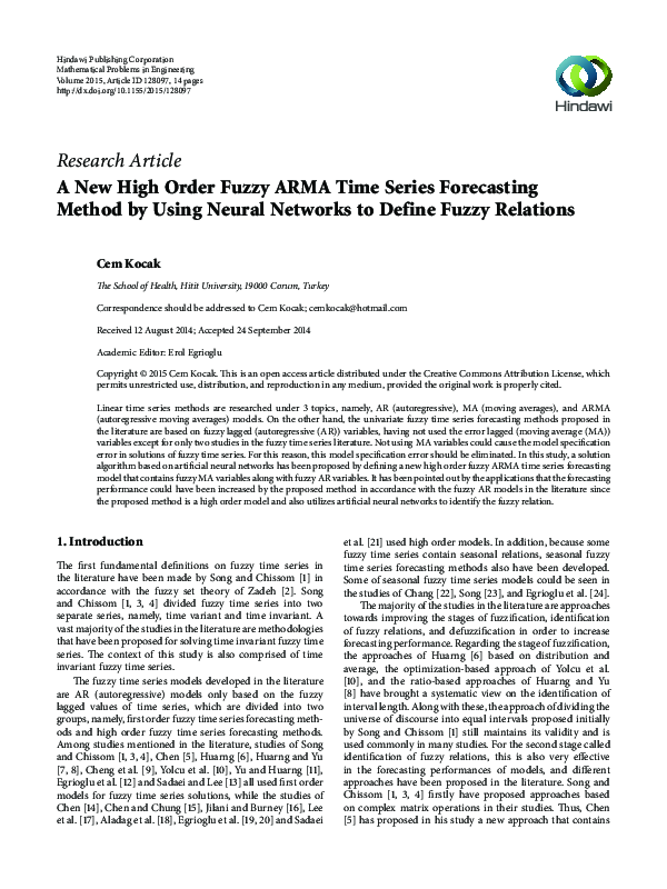(PDF) A New High Order Fuzzy ARMA Time Series Forecasting Method by ...