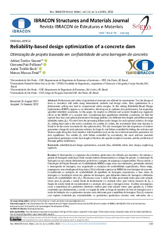 (PDF) Reliability-based design optimization of a concrete dam