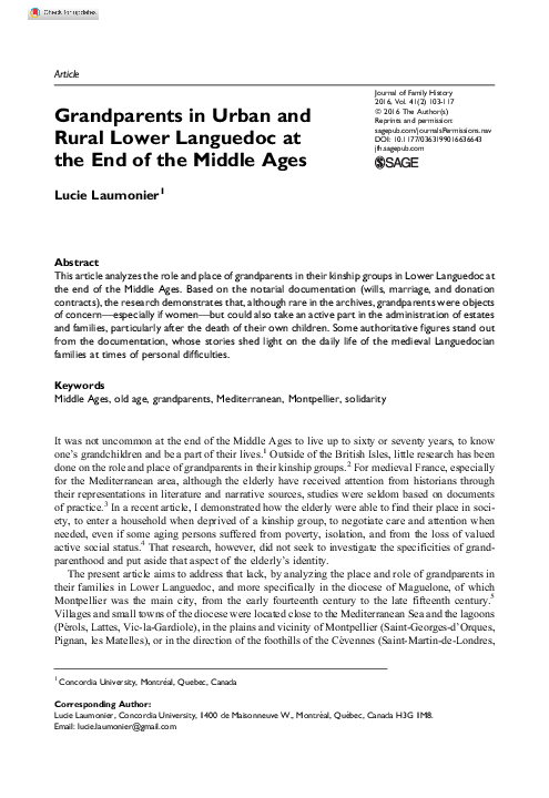 (PDF) Grandparents in Urban and Rural Lower Languedoc at the End of the ...
