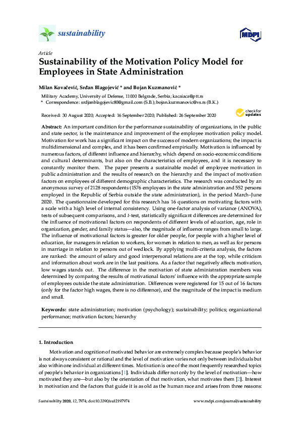 (PDF) Sustainability of the Motivation Policy Model for Employees in ...