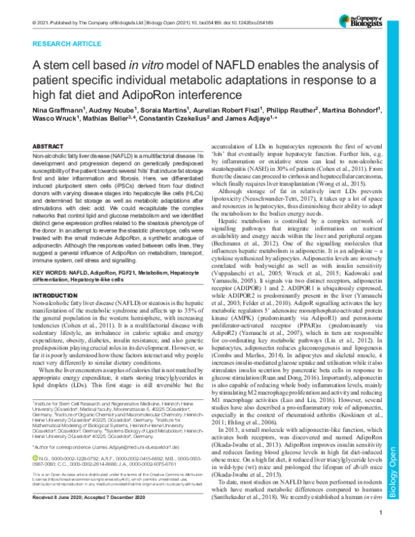 (PDF) A stem cell based in vitro model of NAFLD enables the analysis of ...