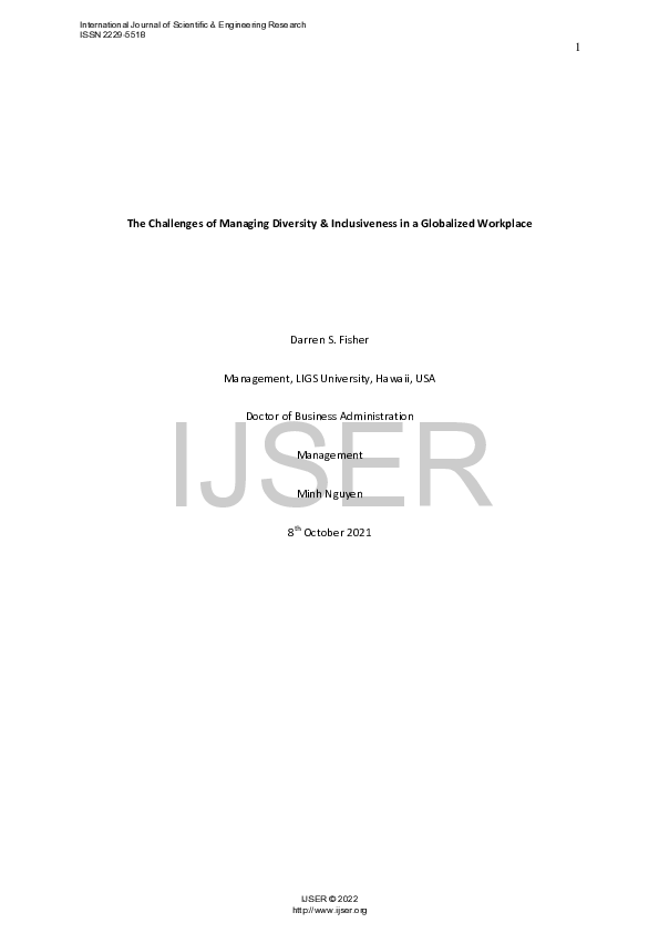 (PDF) IJSER The Challenges of Managing Diversity & Inclusiveness in a ...