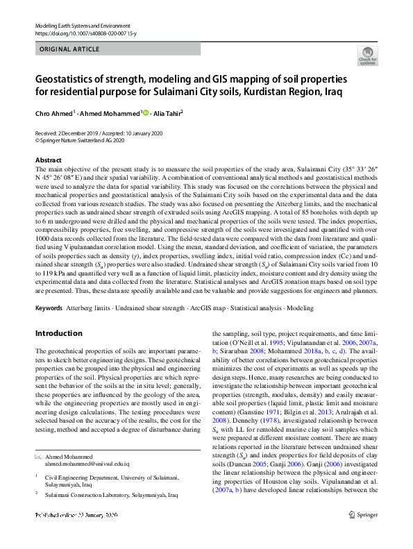 (PDF) Geostatistics of strength, modeling and GIS mapping of soil properties for residential ...