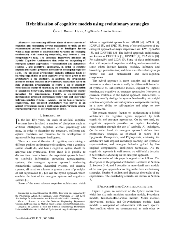 Hybridization of cognitive models using evolutionary strategies