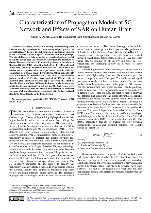 (PDF) Characterization of Propagation Models at 5G Network and Effects ...