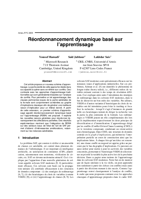 (PDF) Réordonnancement dynamique basé sur l'apprentissage