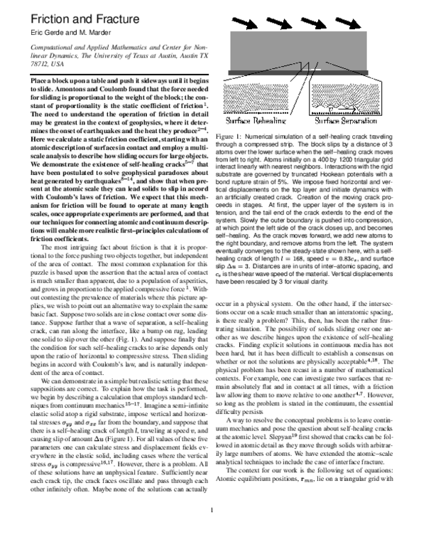 (PDF) Friction and fracture