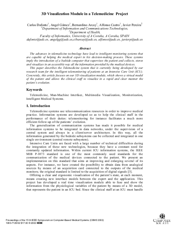 (PDF) 3D visualization module in a telemedicine project