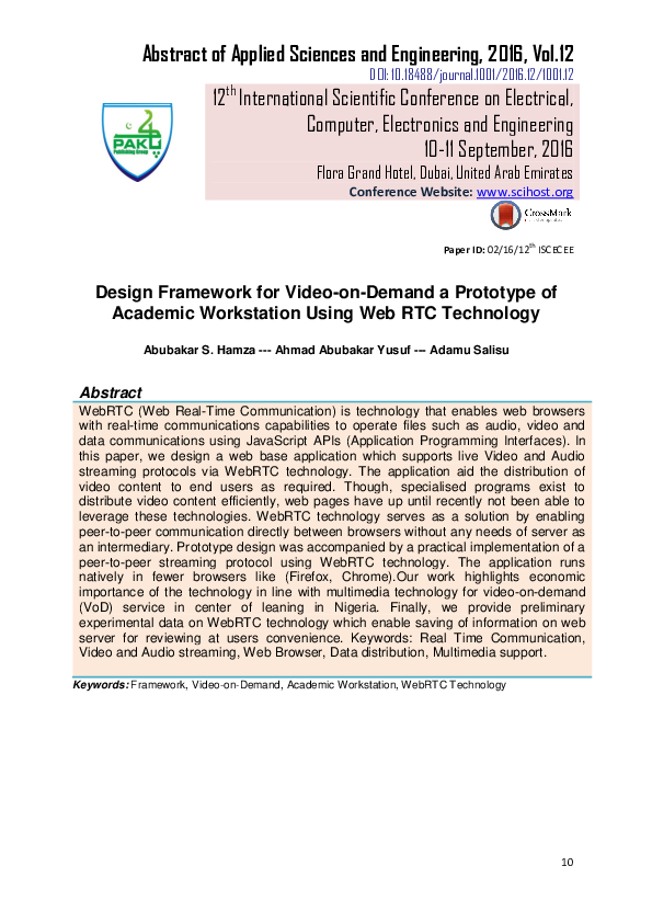 (PDF) Design Framework for Video-on-Demand a Prototype of Academic Workstation Using Web RTC ...