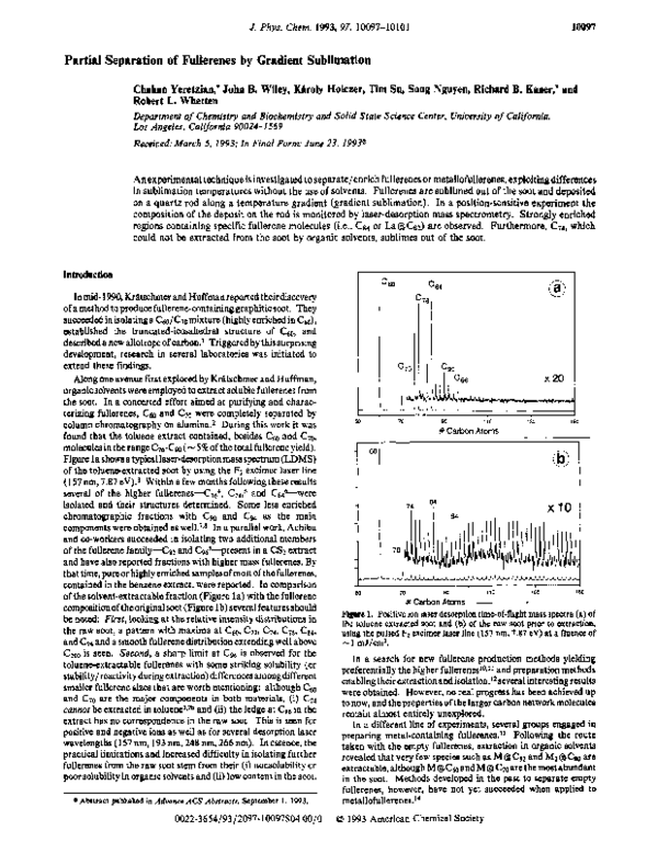 (PDF) Partial separation of fullerenes by gradient sublimation