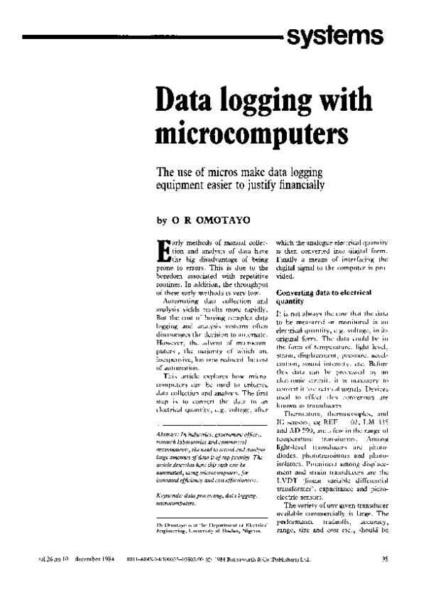 (PDF) Data logging with microcomputers