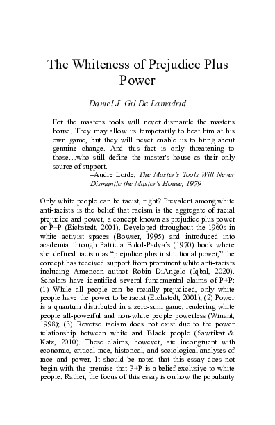 (PDF) The Whiteness of Prejudice Plus Power