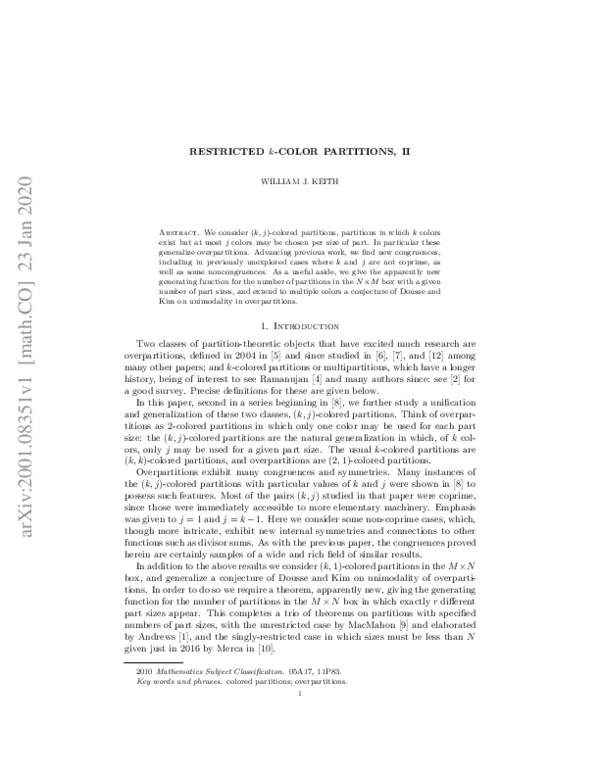 (PDF) Restricted k-color partitions, II