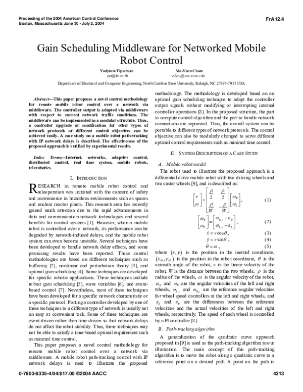 (PDF) Gain scheduling middleware for networked mobile robot control | Yodyium Tipsuwan ...