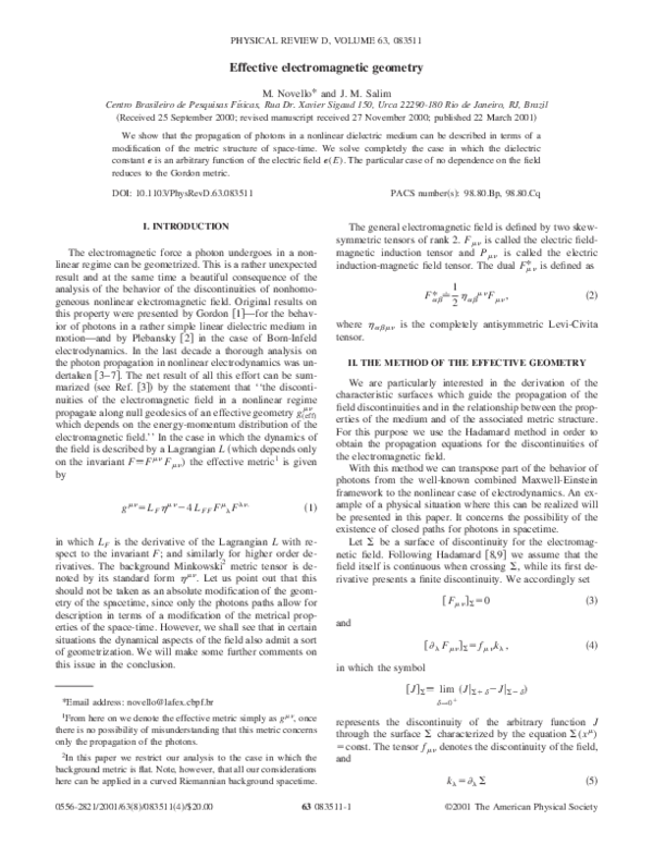 (PDF) Effective electromagnetic geometry
