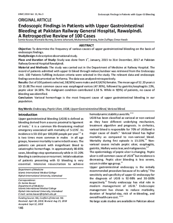 (PDF) Endoscopic Findings in Patients with Upper Gastrointestinal ...