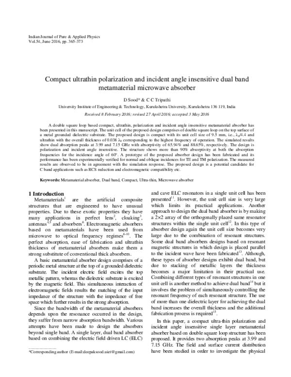 (PDF) Compact ultrathin polarization and incident angle insensitive ...
