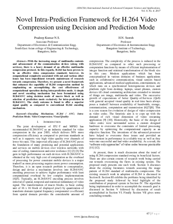 (PDF) Enhancing H.264 Video Compression with Novel Intra-Prediction