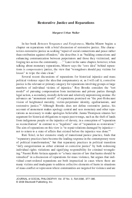 (PDF) Restorative Justice and Reparations