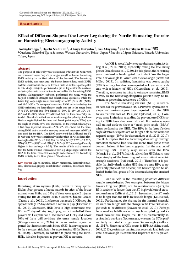 (PDF) Effect of Different Slopes of the Lower Leg during the Nordic ...