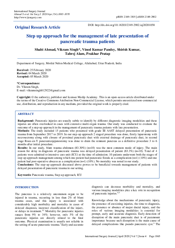 (PDF) Step up approach for the management of late presentation of ...