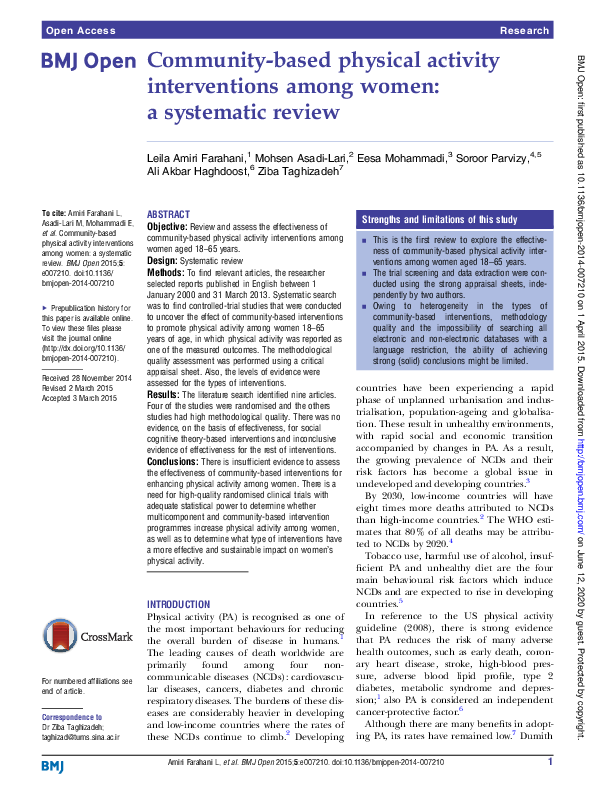 (PDF) Community-based physical activity interventions among women: a systematic review