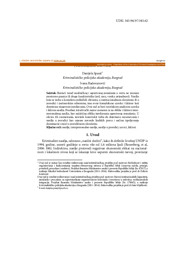 (PDF) Nasilje kao kriminološki fenomen (teorijski okvir)