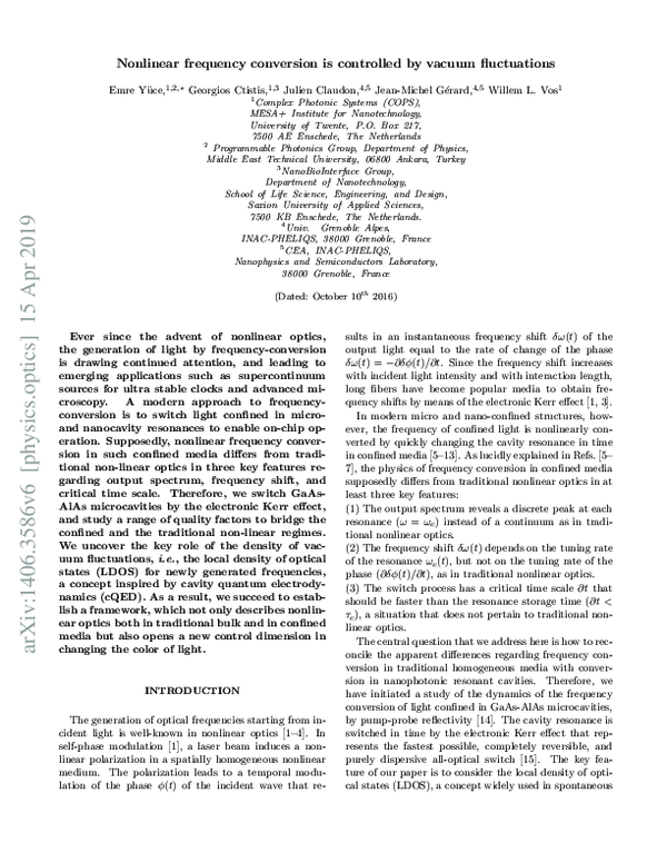 (PDF) Nonlinear frequency conversion is controlled by vacuum fluctuations