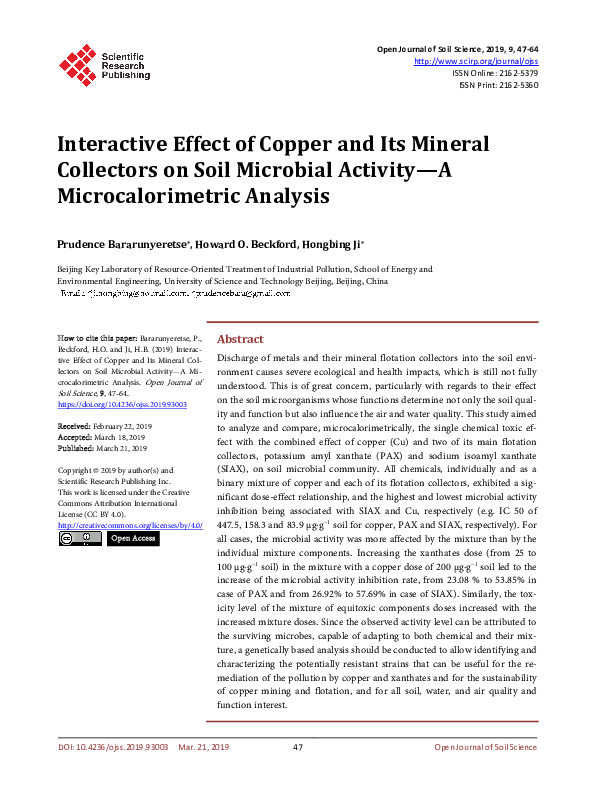 (PDF) Interactive Effect of Copper and Its Mineral Collectors on Soil ...