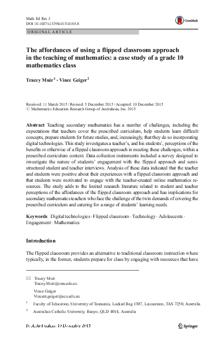 (PDF) The affordances of using a flipped classroom approach in the ...