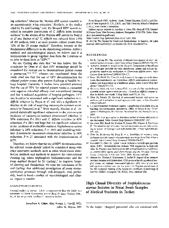 Pdf High Clonal Diversity Of Staphylococcus Aureus Isolates In Nasal Swab Samples Of Medical