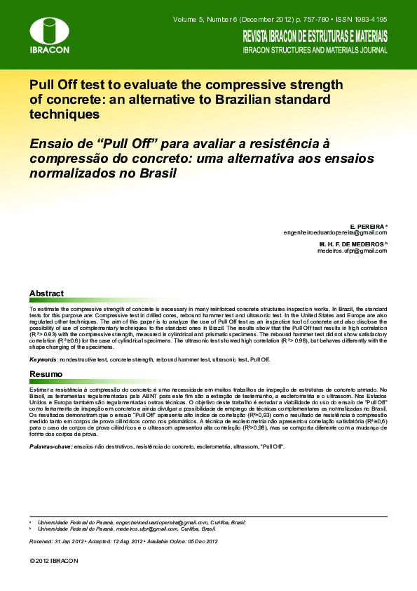 (PDF) Pull Off test to evaluate the compressive strength of concrete ...