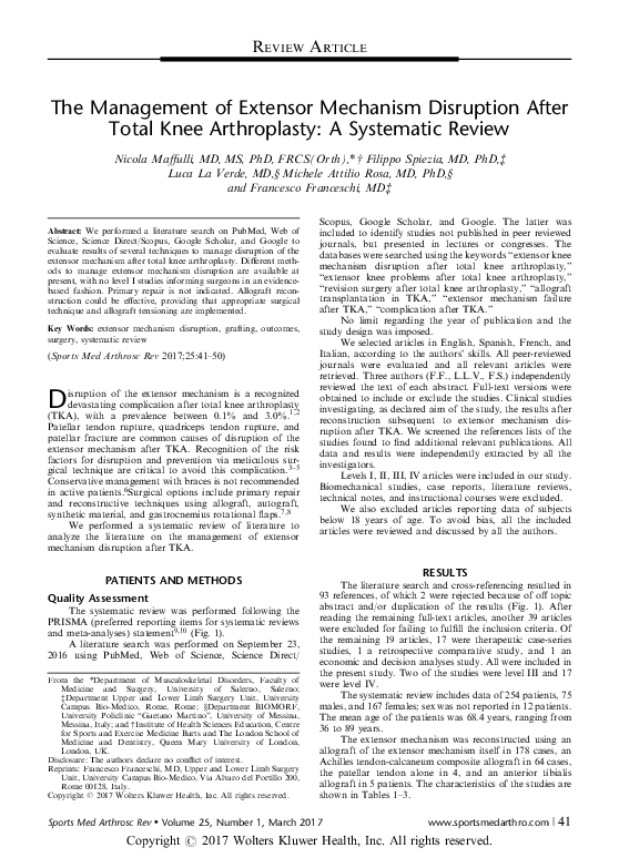 (PDF) The Management of Extensor Mechanism Disruption After Total Knee ...
