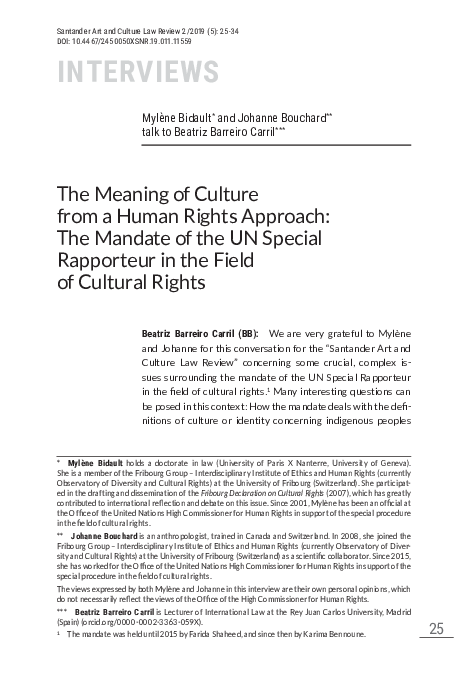 (PDF) The Meaning of Culture from a Human Rights Approach: The Mandate ...