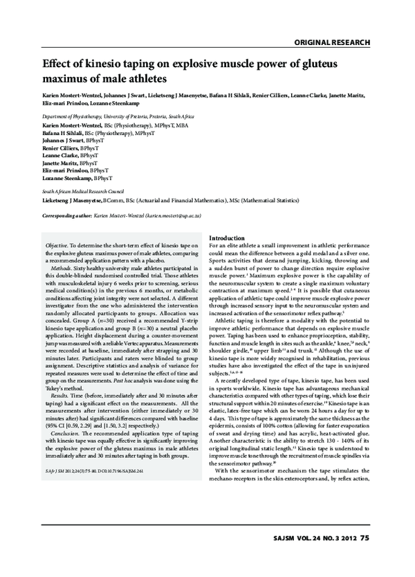 (PDF) Effect of kinesio taping on explosive muscle power of gluteus ...