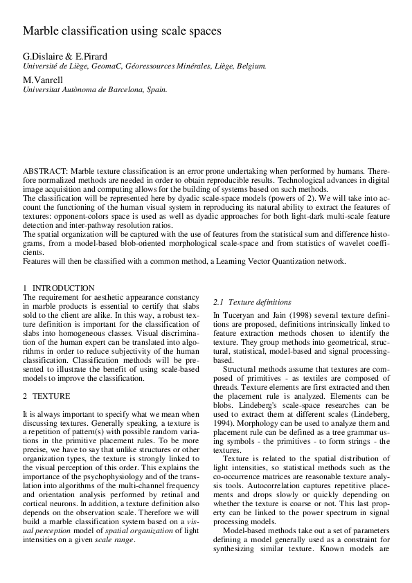 (PDF) Marble classification using scale spaces