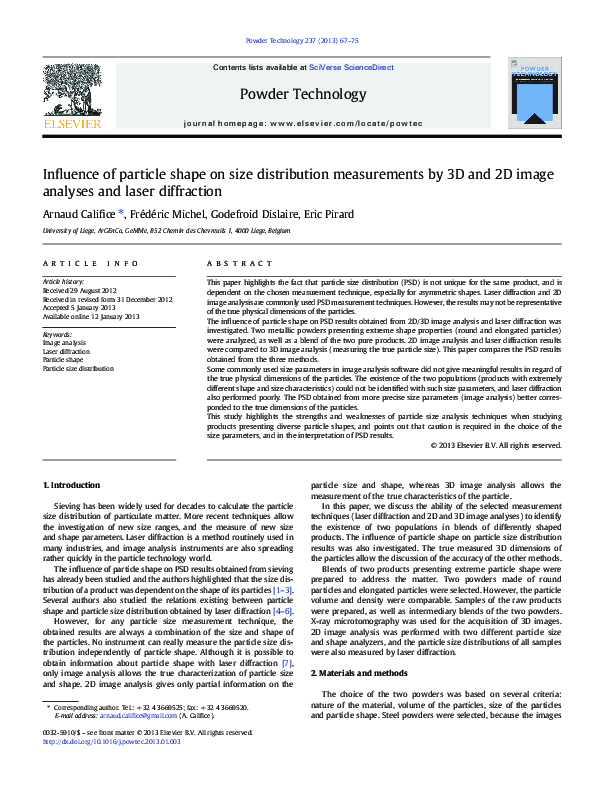(PDF) Influence of particle shape on size distribution measurements by ...