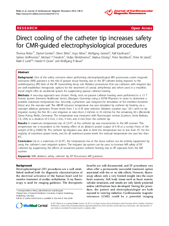 (PDF) Direct cooling of the catheter tip increases safety for CMR ...