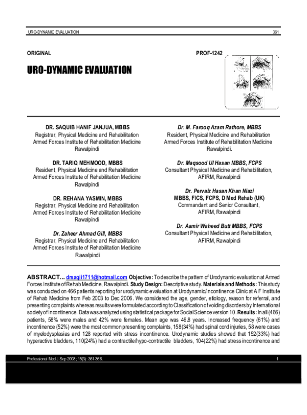 (PDF) Uro-Dynamic Evaluation