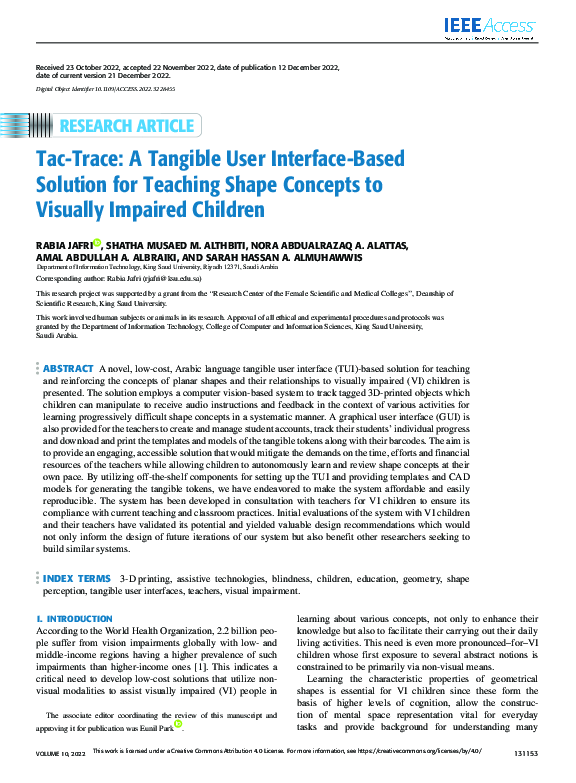 (PDF) Tac-Trace: A Tangible User Interface-Based Solution for Teaching Shape Concepts to ...