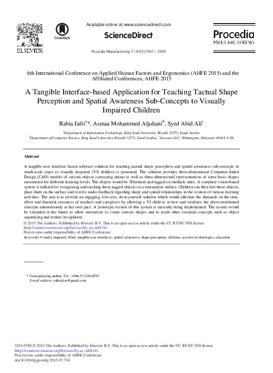 (PDF) A Tangible Interface-based Application for Teaching Tactual Shape ...